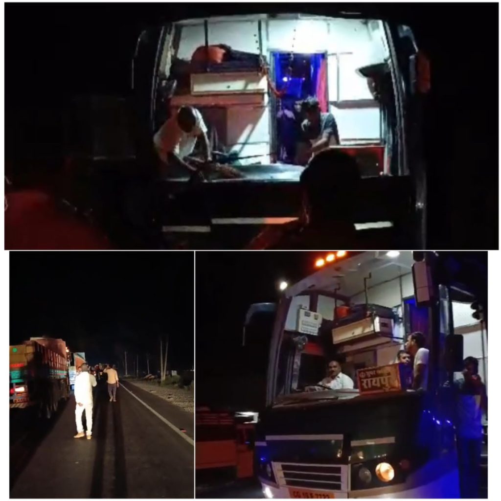 नेशनल हाईवे 30 लंजोडा के पास अज्ञात नकाबपोशों ने की देर रात यात्री बसों व ट्रकों में ताबड़तोड़ ...